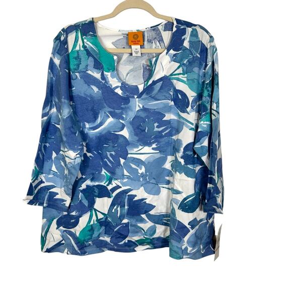 Ruby Rd. | Tops | Ruby Rd Blue With Floral Design Top Size 2x | Poshmark